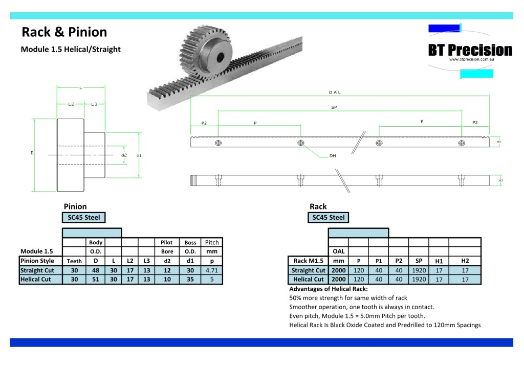 Rack And Pinion Helical And Straight Cut BT Precision Rack And Pinion Helical And Straight Cut BT Precision